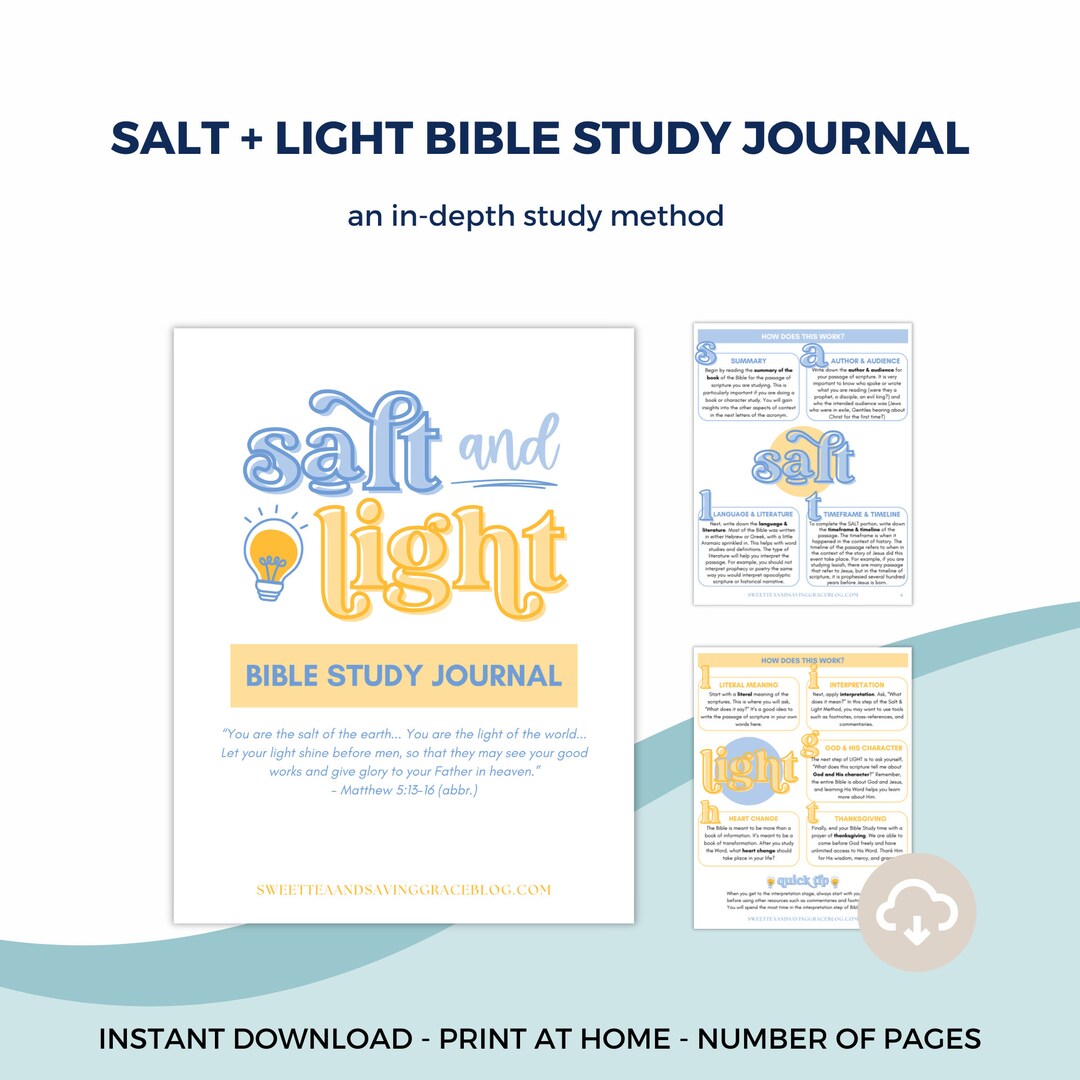 SALT & LIGHT Bible Study Journal: Inductive Method (digital Download ...
