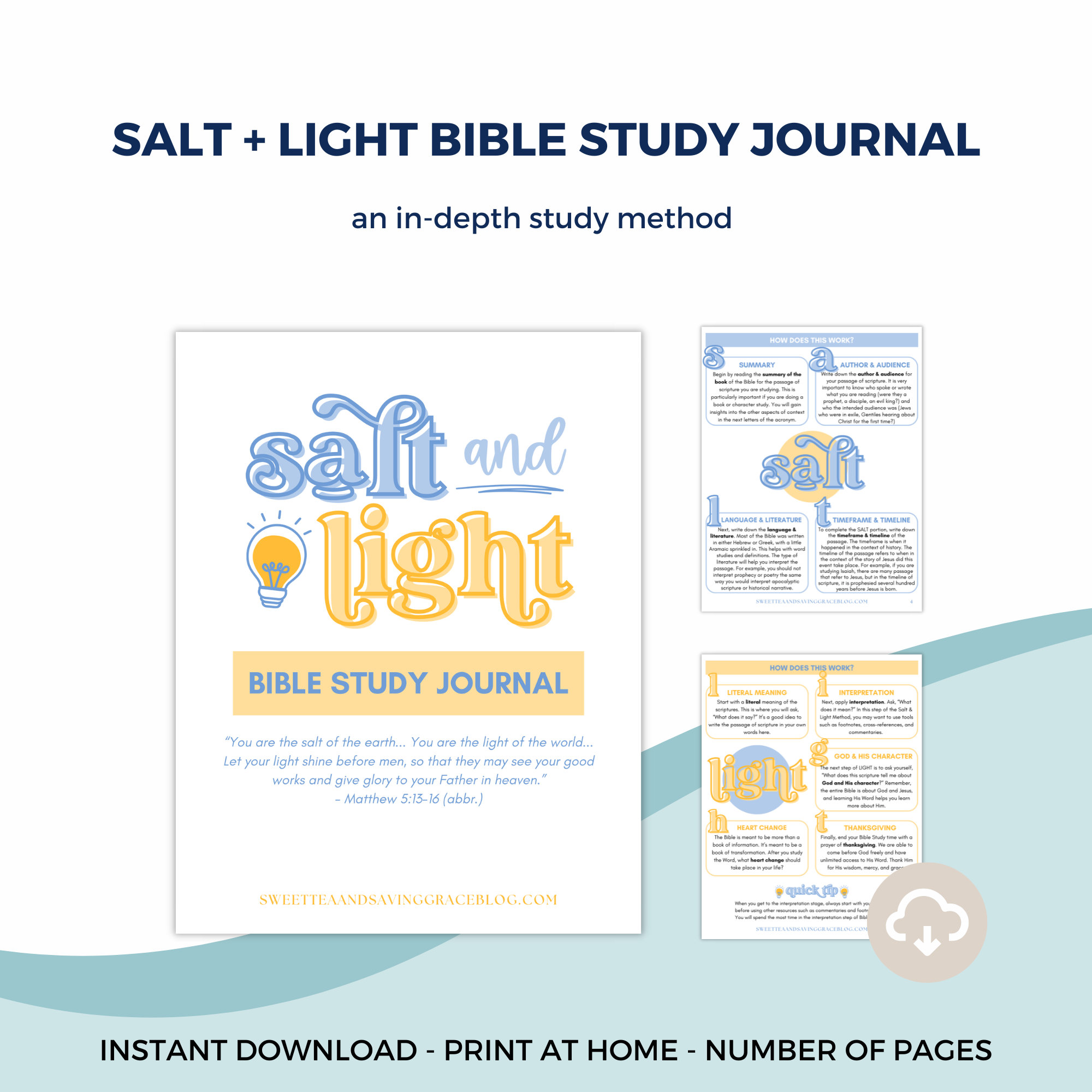 SALT & LIGHT Bible Study Method and Journal, Inductive Bible Study ...