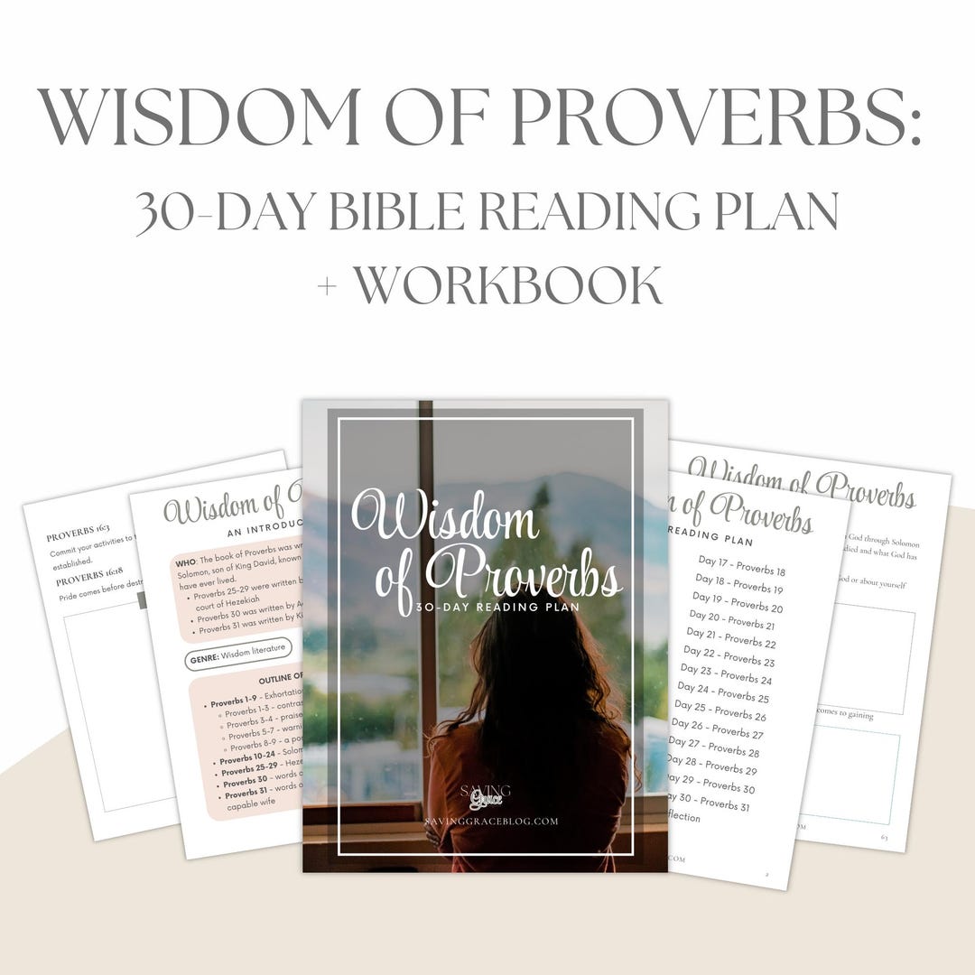 Wisdom of Proverbs 30-day Bible Reading Plan Workbook Daily Devotion Bible Study PDF Digital ...