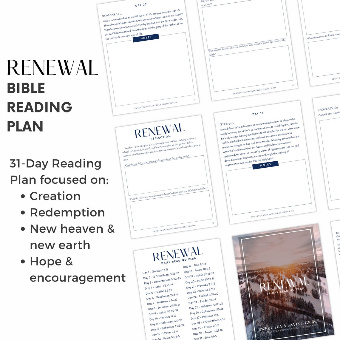 Renewal 31-day Bible Reading Plan Workbook Daily Devotion Bible Study ...