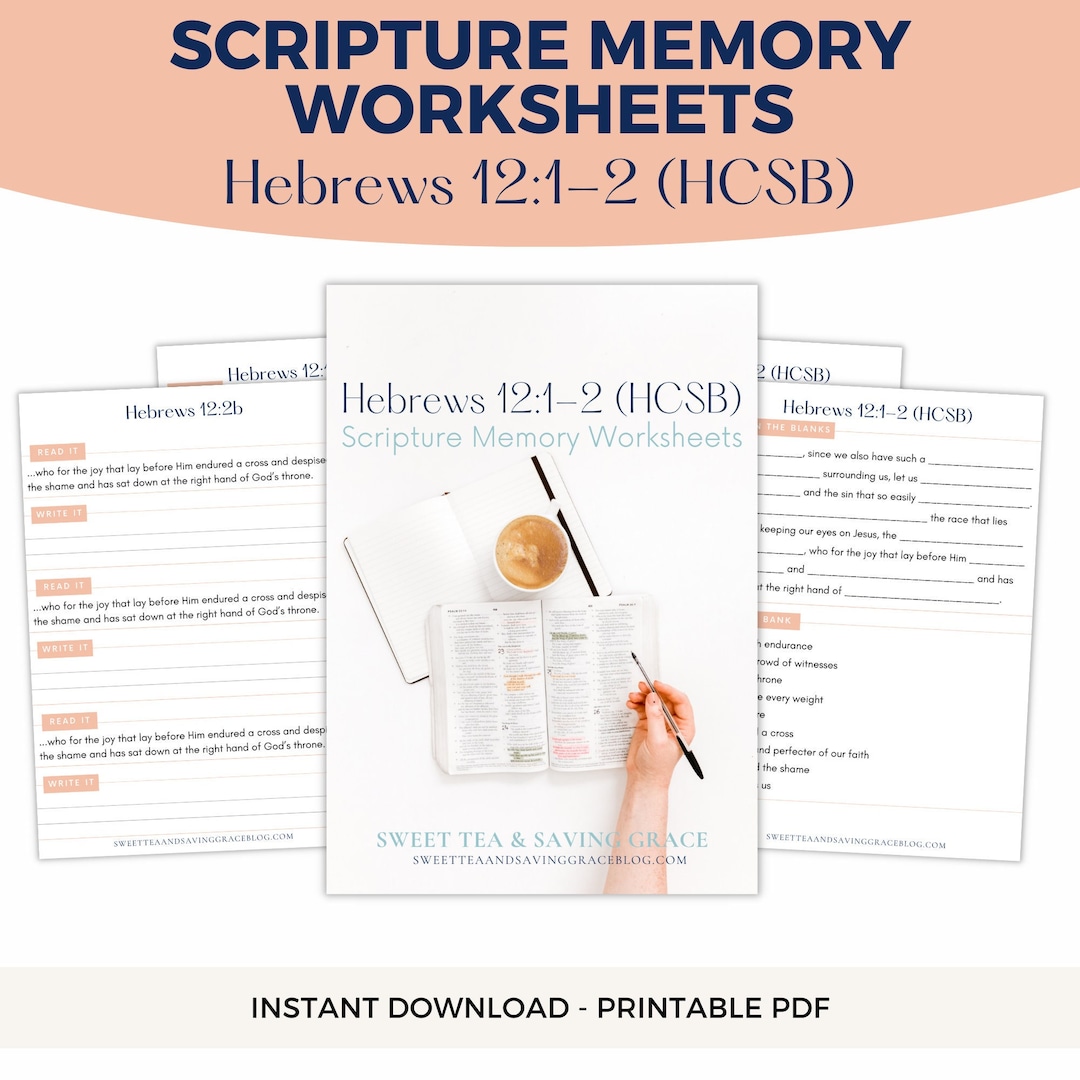 HCSB Scripture Memory Worksheets Hebrews 12:1-2 Bible Study Tools Bible ...