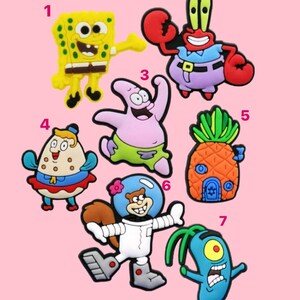 Spongebob Cartoon Themed Croc Charms for Foam Clogs, Shoes With Holes ...