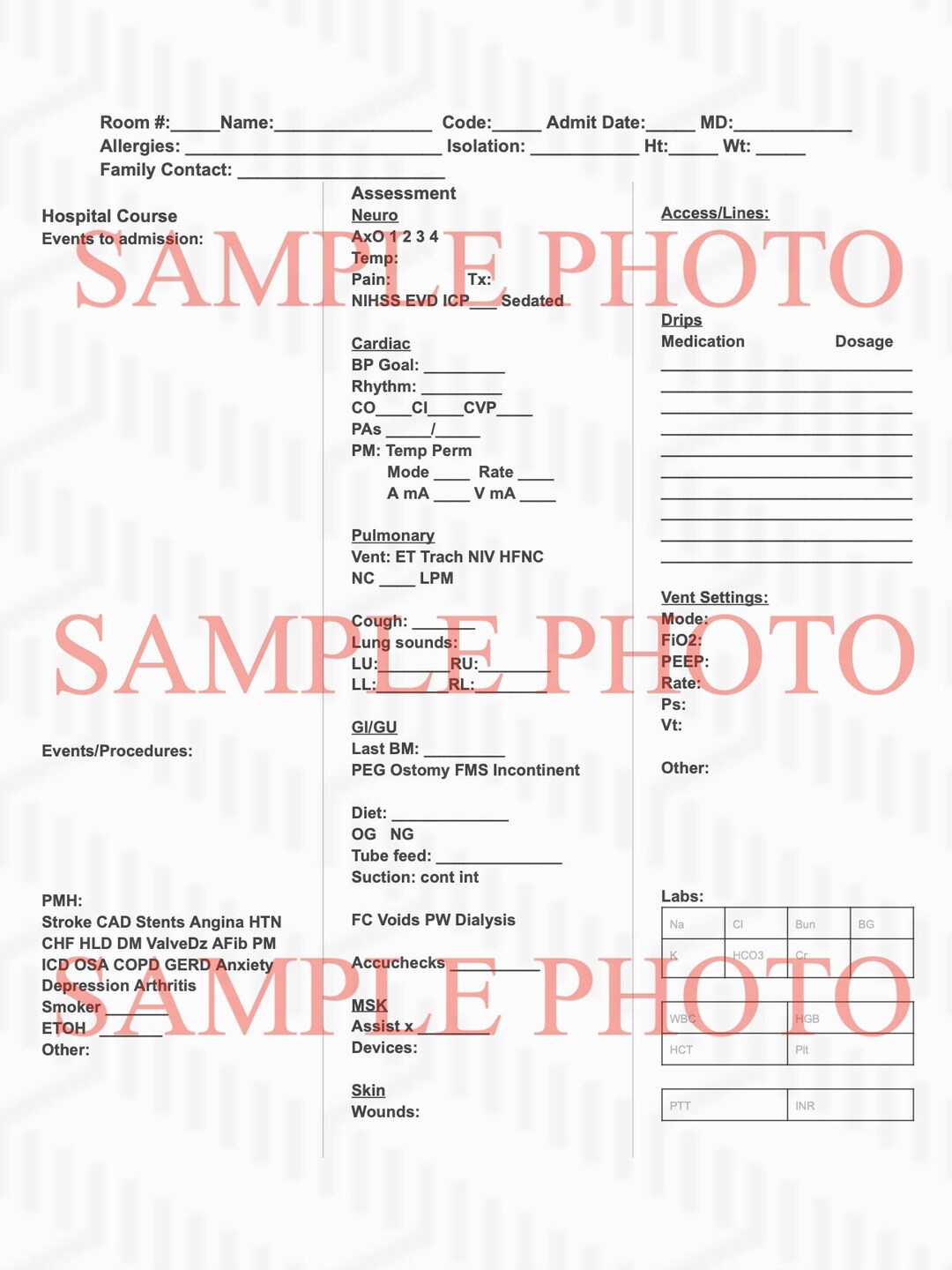 ICU Nurse Brain Sheet - Etsy