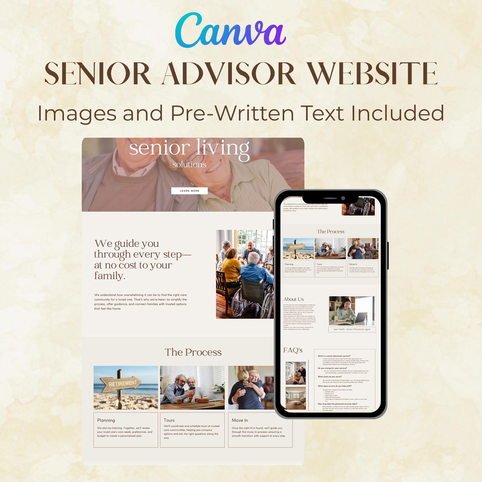 Senior Placement Website Template | Canva Editable Site for Referral ...