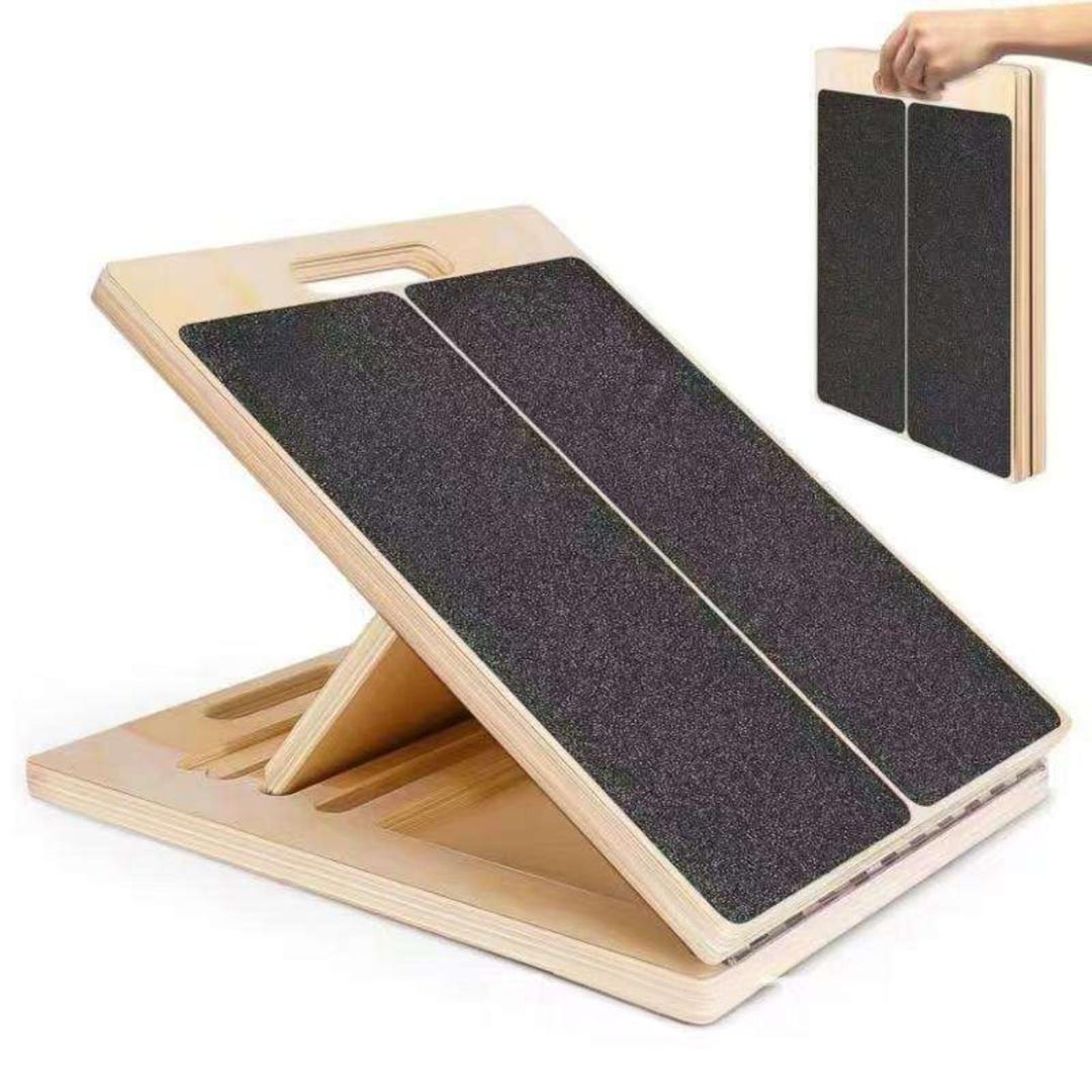 Adjustable Wooden Calf Stretch Board, Foldable Slant Board for ...