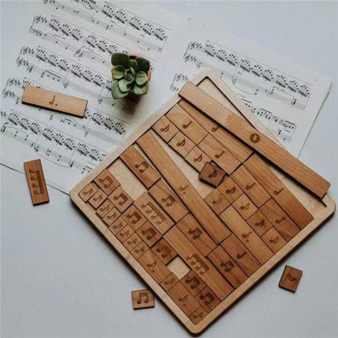 Wooden Music Notes Puzzle Board, Montessori Musical Learning Toy for ...