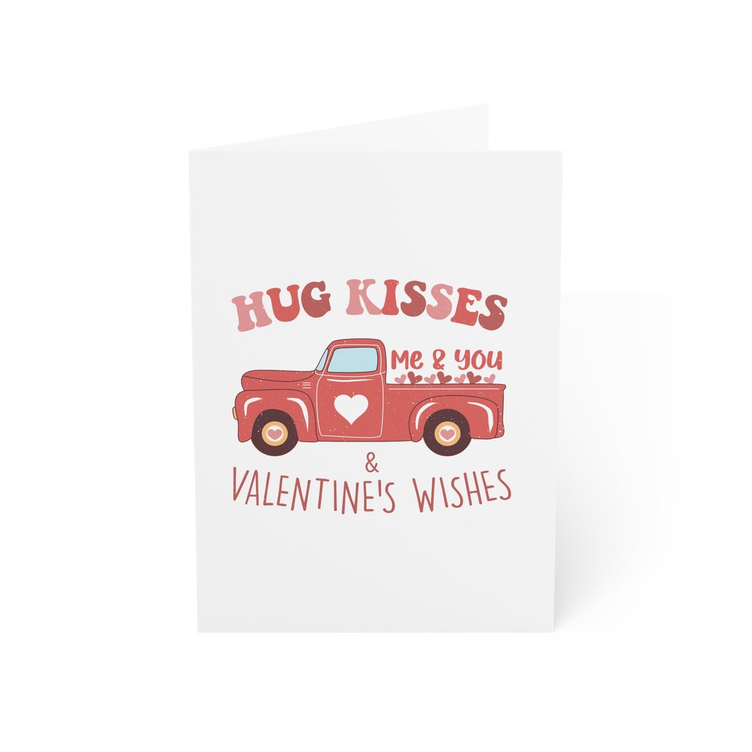 Hugs and Kisses Valentines Day Greeting Card, Valentines Day Hugs Card ...