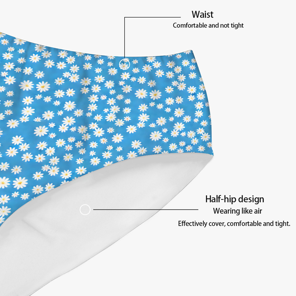 Daisies Womens Underwear, Daisies on Blue Field Panties, Everyday ...