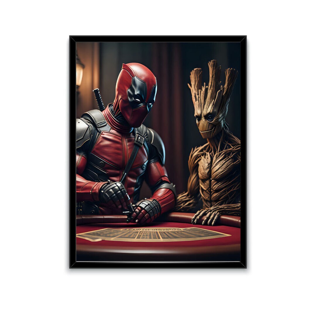 Deadpool & Groot Gambling Fan Art Poster Deadpool Poster Canvas Print ...