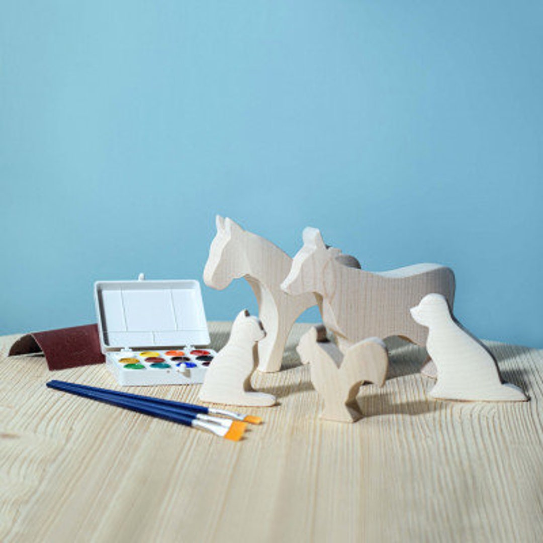 Painting Set, Wooden Animals to Paint for Children - Etsy
