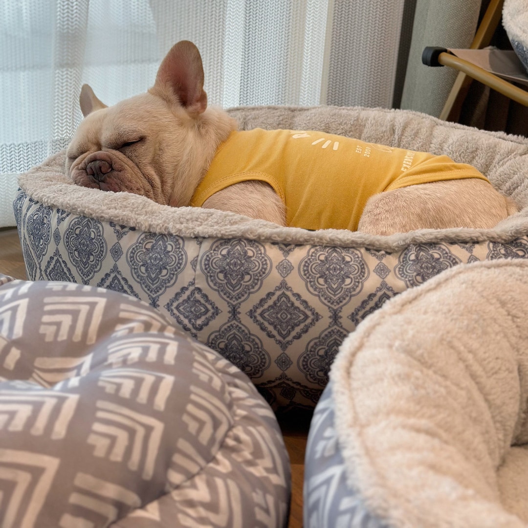 Round Cat Dog Bed - Pet Warm House - Soft Plush Cat Nest - Modern Comfy ...