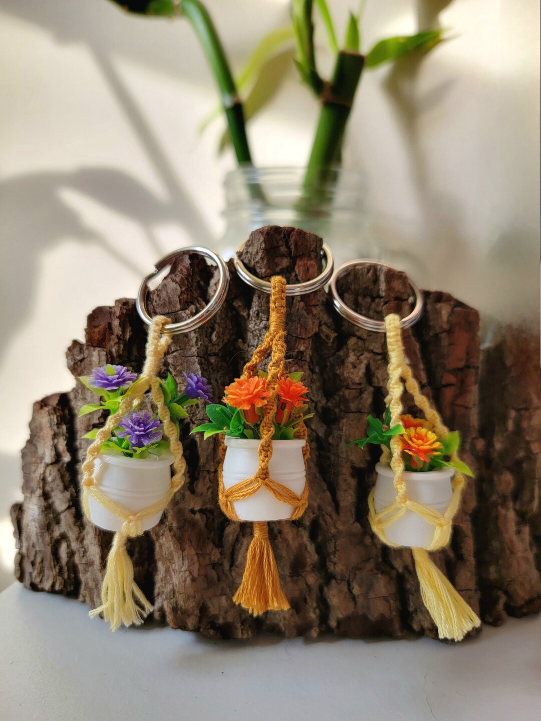 Miniature Plant Keyring, Mini Faux Plant, 12:1 Dollhouse Accessory ...