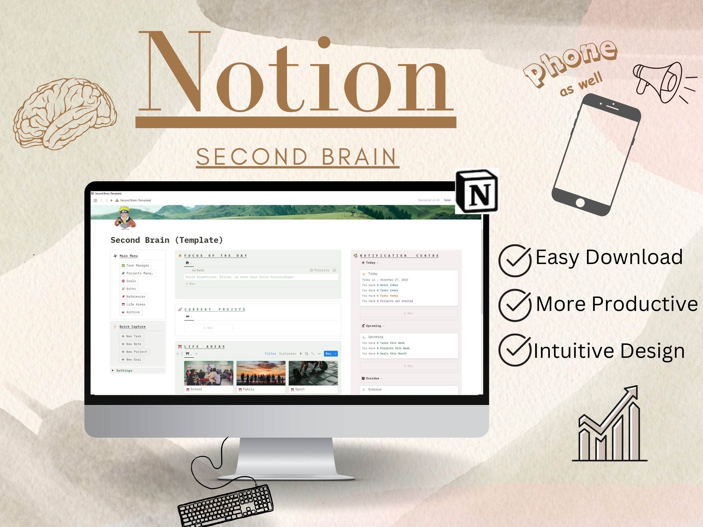 Plantilla del segundo cerebro de Notion - Etsy España