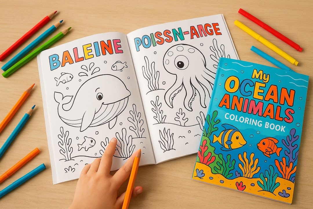 Ocean Animals Coloring Book – 30 Printable Pages for Kids (A4 PDF, High ...