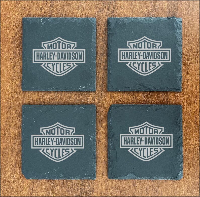 Slate Coasters Harley Davidson Custom Slate Coasters, Engraved Gift - Etsy