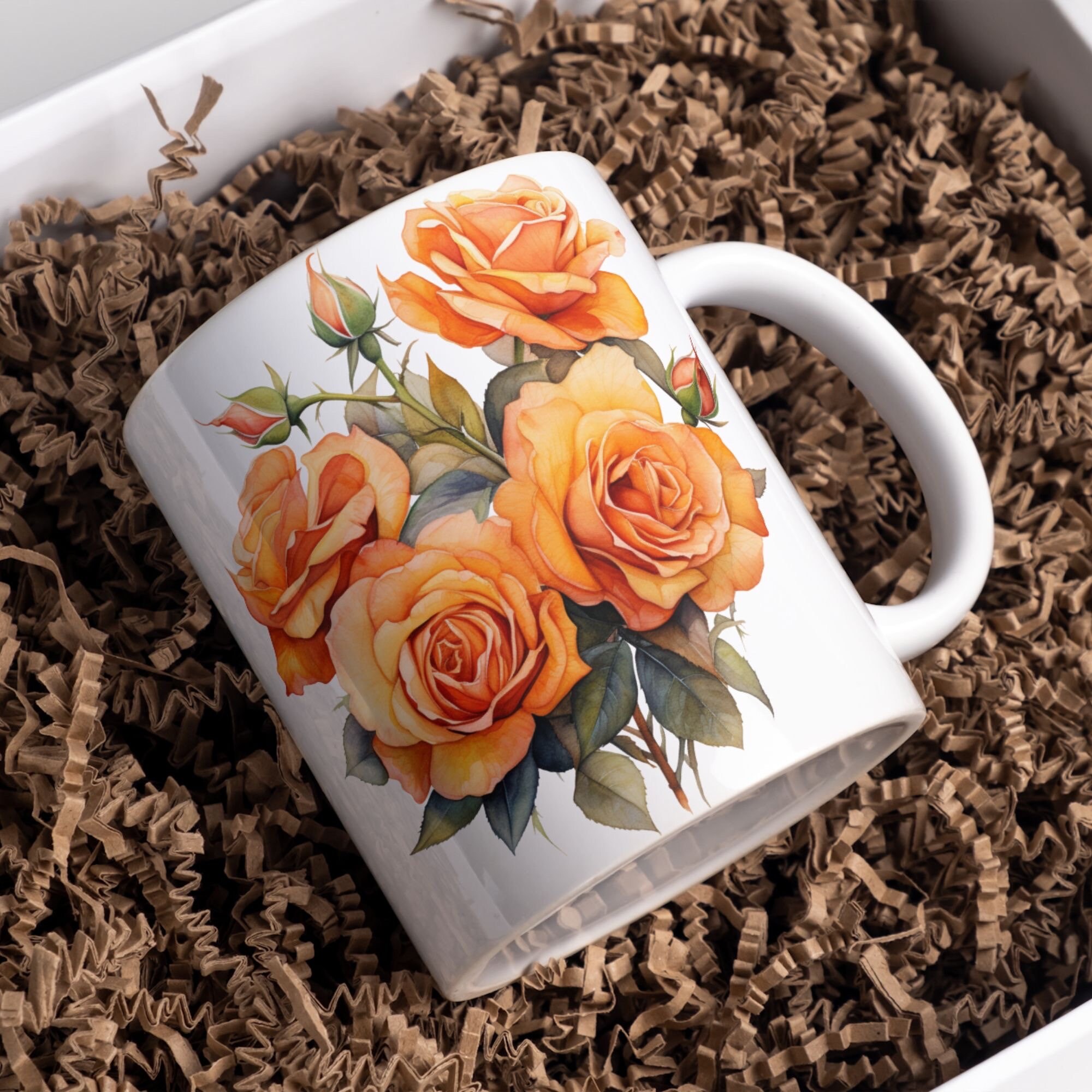 Watercolor Orange Rose Clipart Bundle , Elegant Floral Illustrations ...