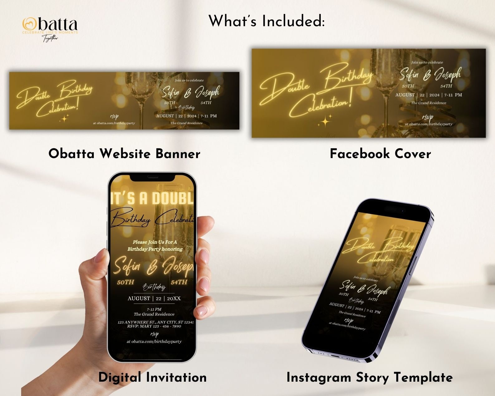 Adult Double Celebration Invitation Event RSVP Website With Branding ...