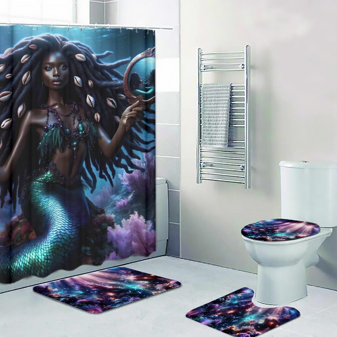 Mami Wata Shower Set, Black Mermaid, African Mythology, Afrocentric ...