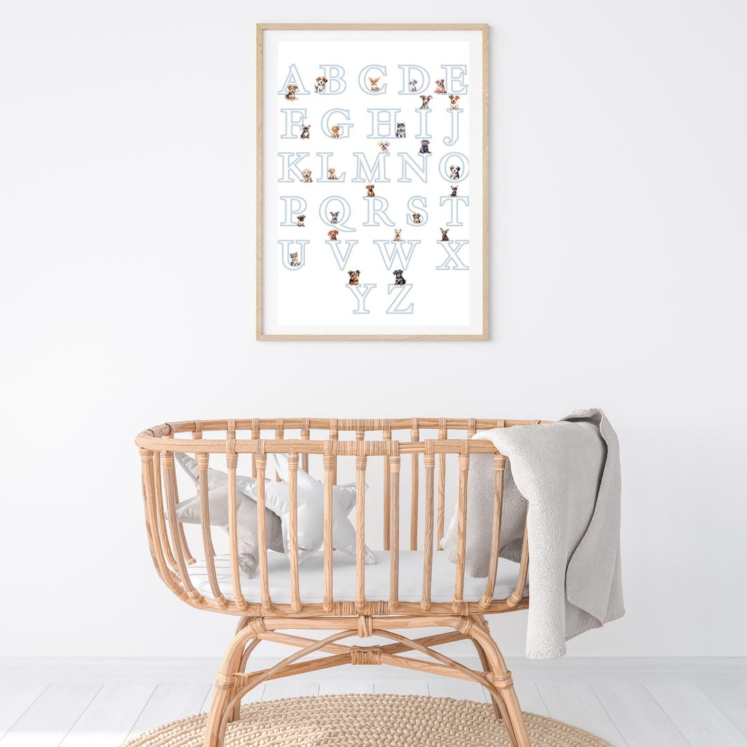 Puppy Alphabet Nursery Print, A to Z Dog-themed ABC Poster for Baby ...