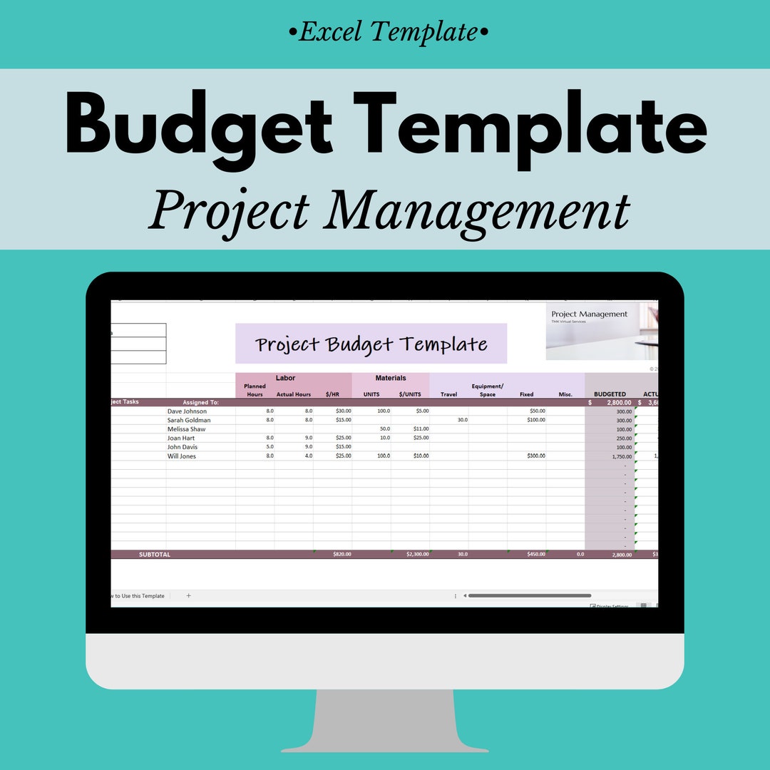 Efficient Excel Project Budget Template for Financial Planning - Etsy