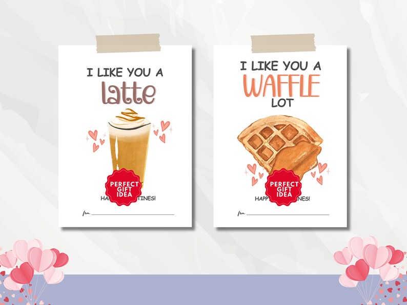 Printable Food Valentines Cards Set I Food Valentines Card I Classroom ...