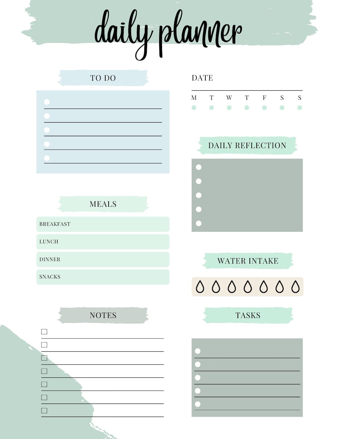 Elegant Daily Planner Template - Poshjour - Etsy