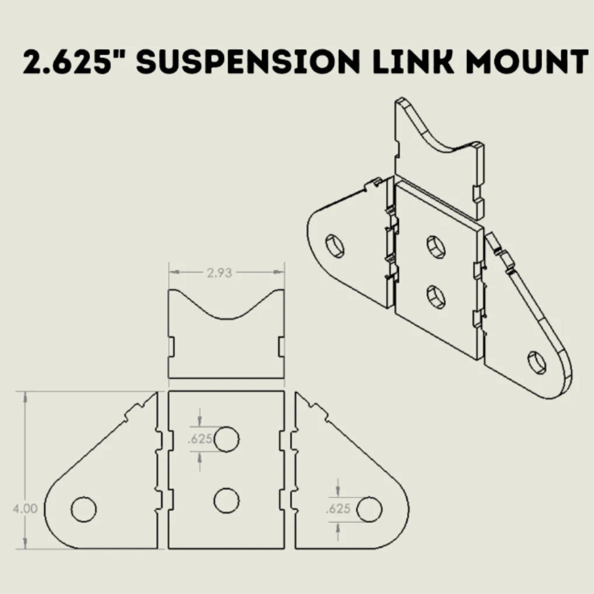 2.625" Suspension Link Mount DXF Files - 1802.fabricationcompany - Etsy