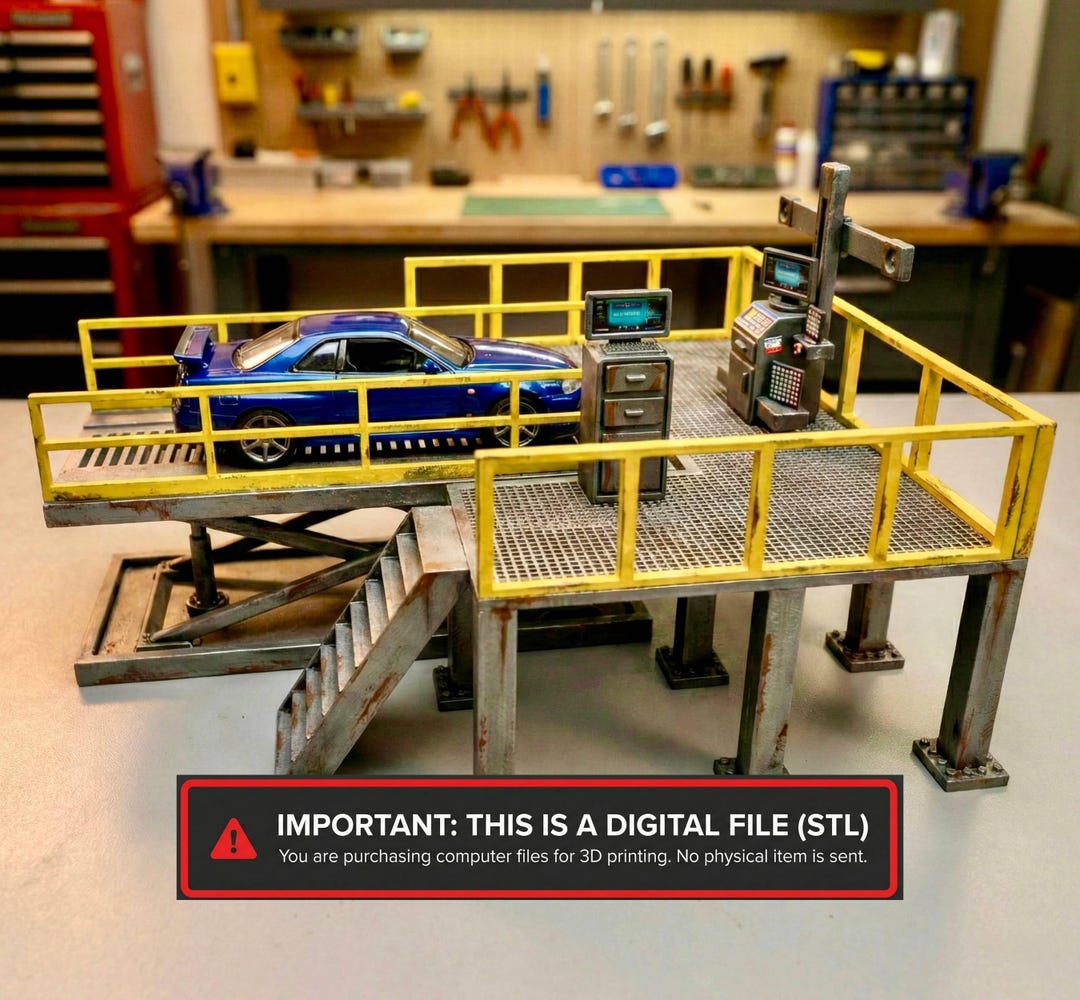 1:64 Scale Scissor Lift STL File, Diecast Garage Diorama (digital ...