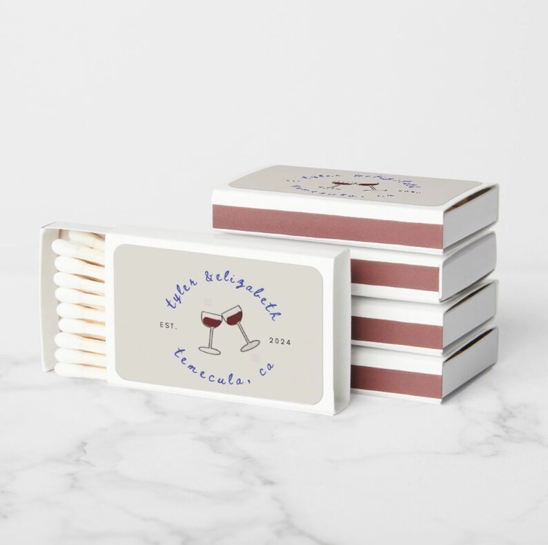 Set of 3 Custom Vineyard/wine-inspired Matchbook Templates Personalized ...