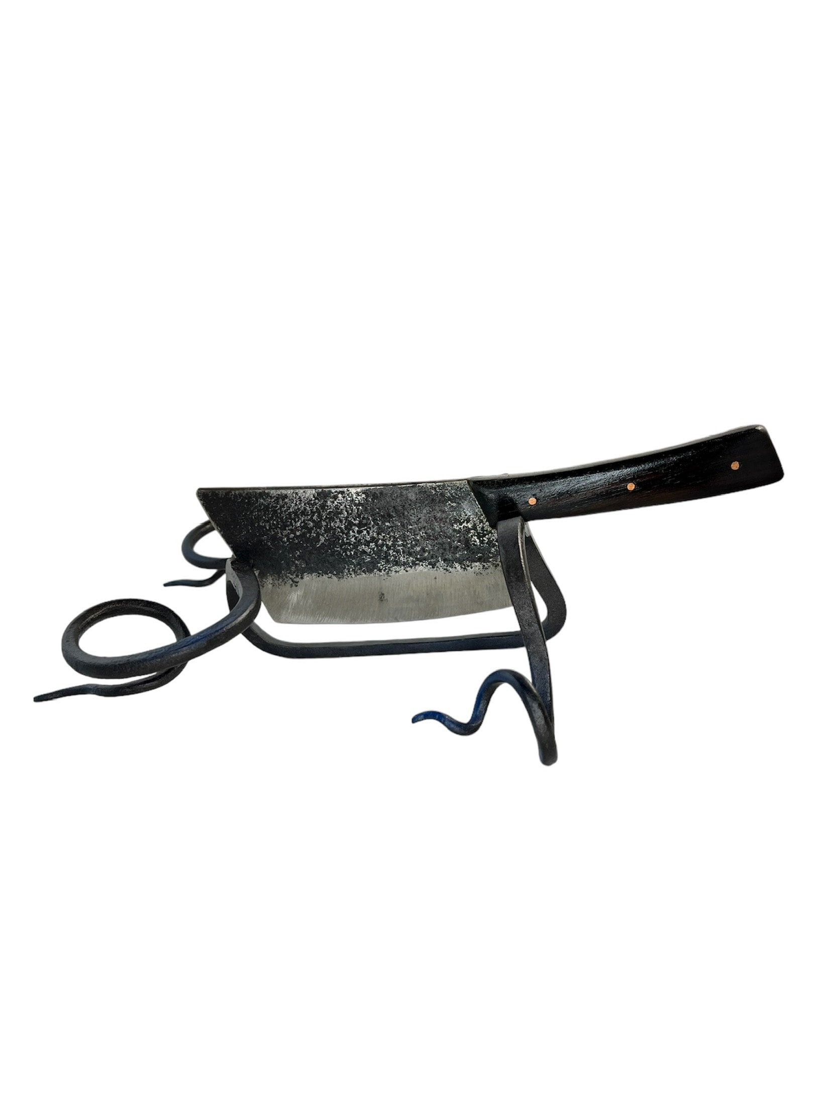 Hand Forged Chopping Knife With Custom Swirly Stand - Etsy