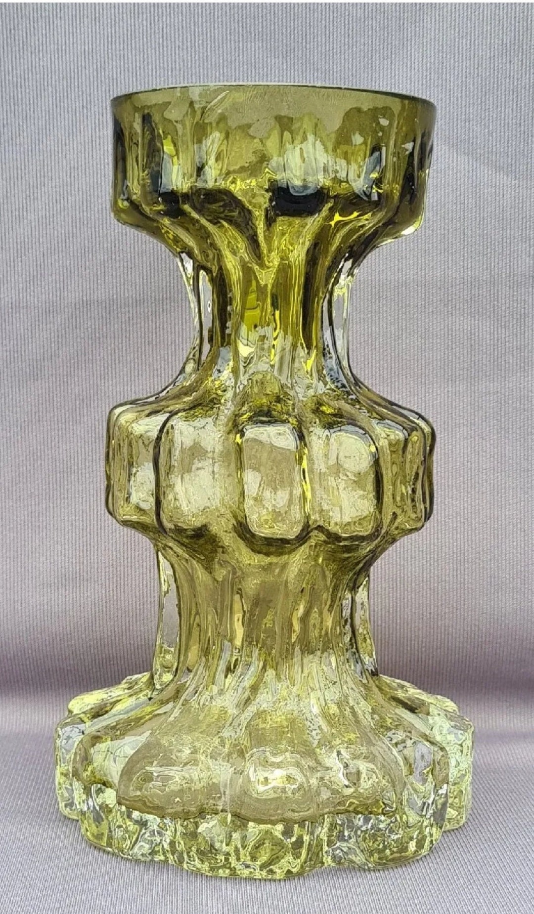 Green Textured Hooped 70s Vase Vintage Retro Ingrid Chunky Bark Texured ...