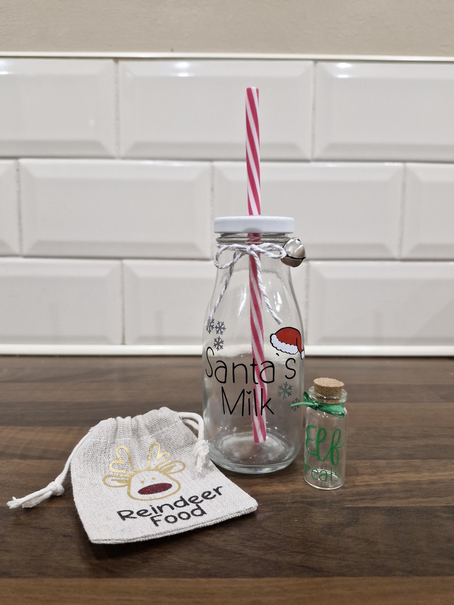 Personalised Santa Milk Bottle Set: Elf & Reindeer Food, Christmas Eve ...