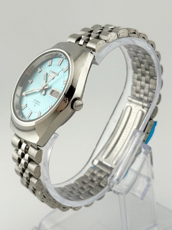 Vintage Seiko 5 Automatic Watch: Sky Blue Dial, Jubil… - Gem