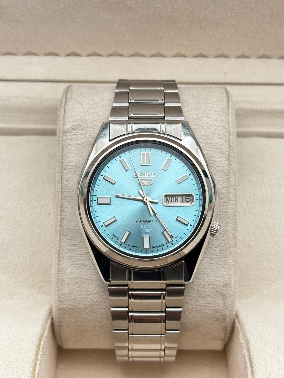 Seiko 5 Automatic Vintage Watch: Sky Blue Dial, 36mm Japan Movement ...