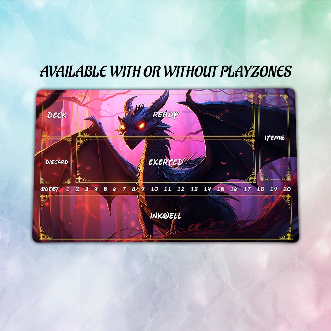 Dark Dragon Lorcana Playmat 24x14 in With Playzone Premium Playmat TCG ...