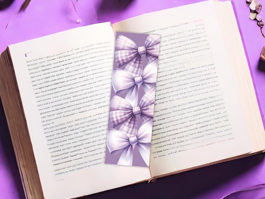 Coquette Purple Bow Laminated Bookmark, Aesthetic Bows Page Saver, Cute ...