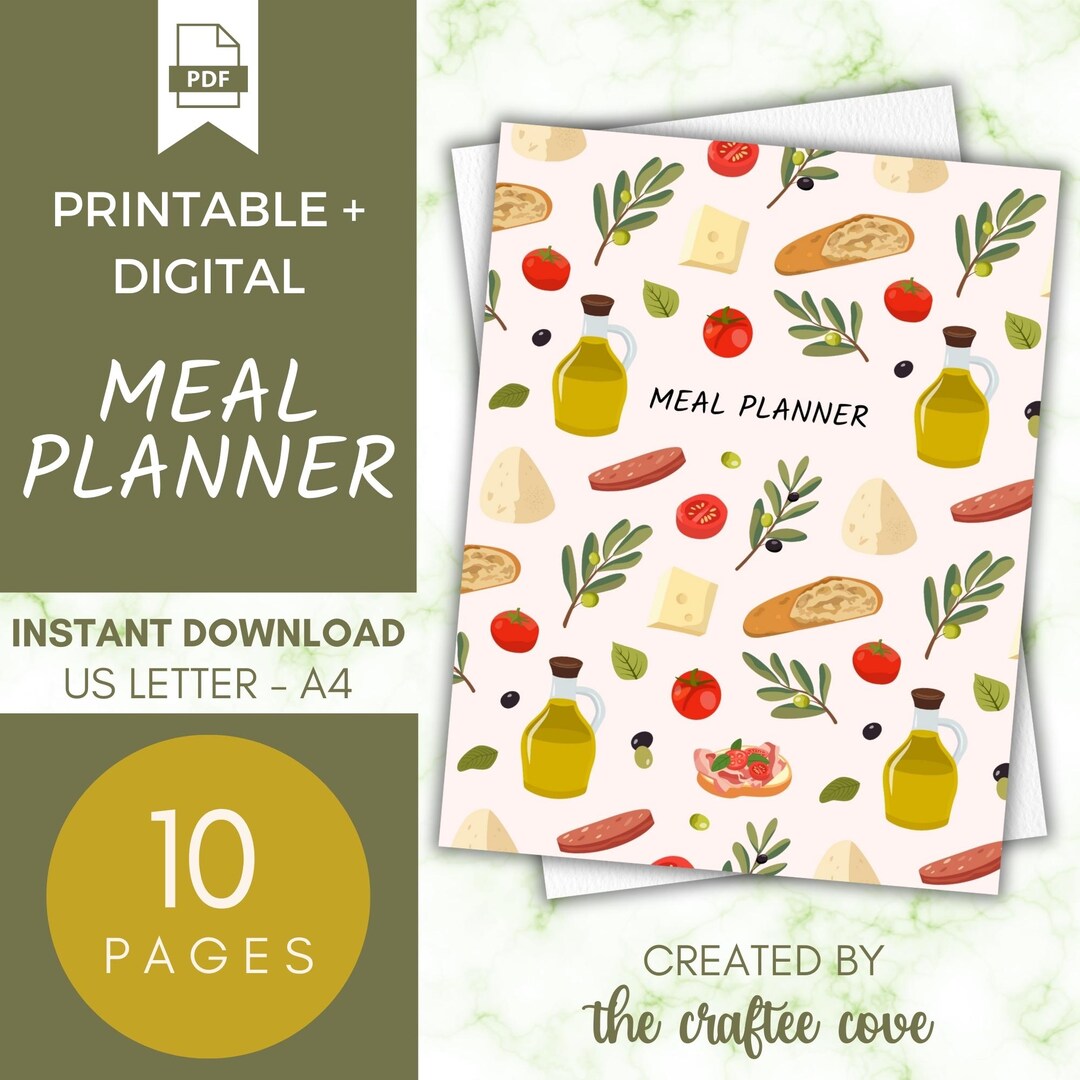 Printable Meal Planner, Digital PDF Planner, Weekly Meal Plan, Grocery ...