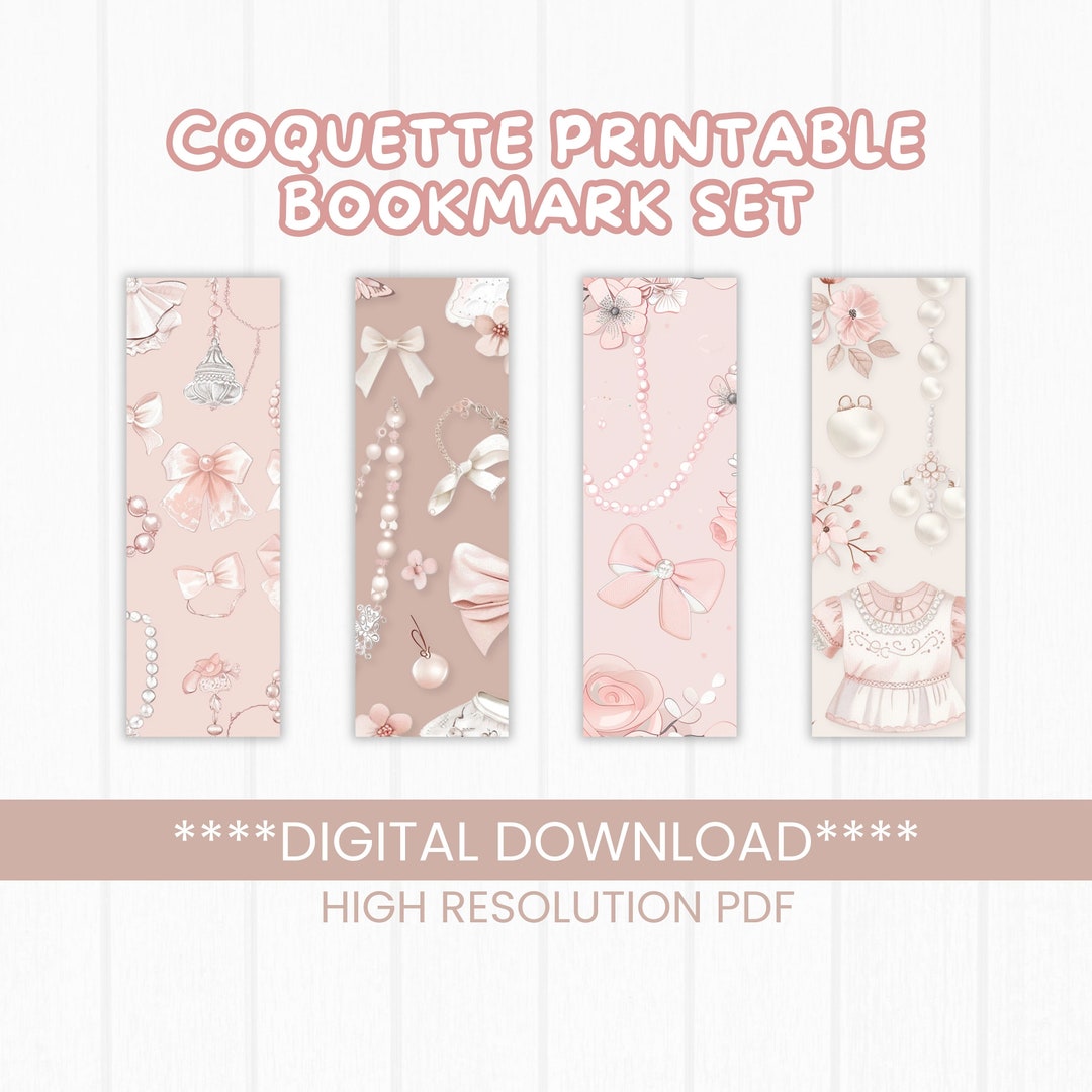 Coquette Digital Bookmarks, Pink Book Marks, Book Lovers, Gifted ...
