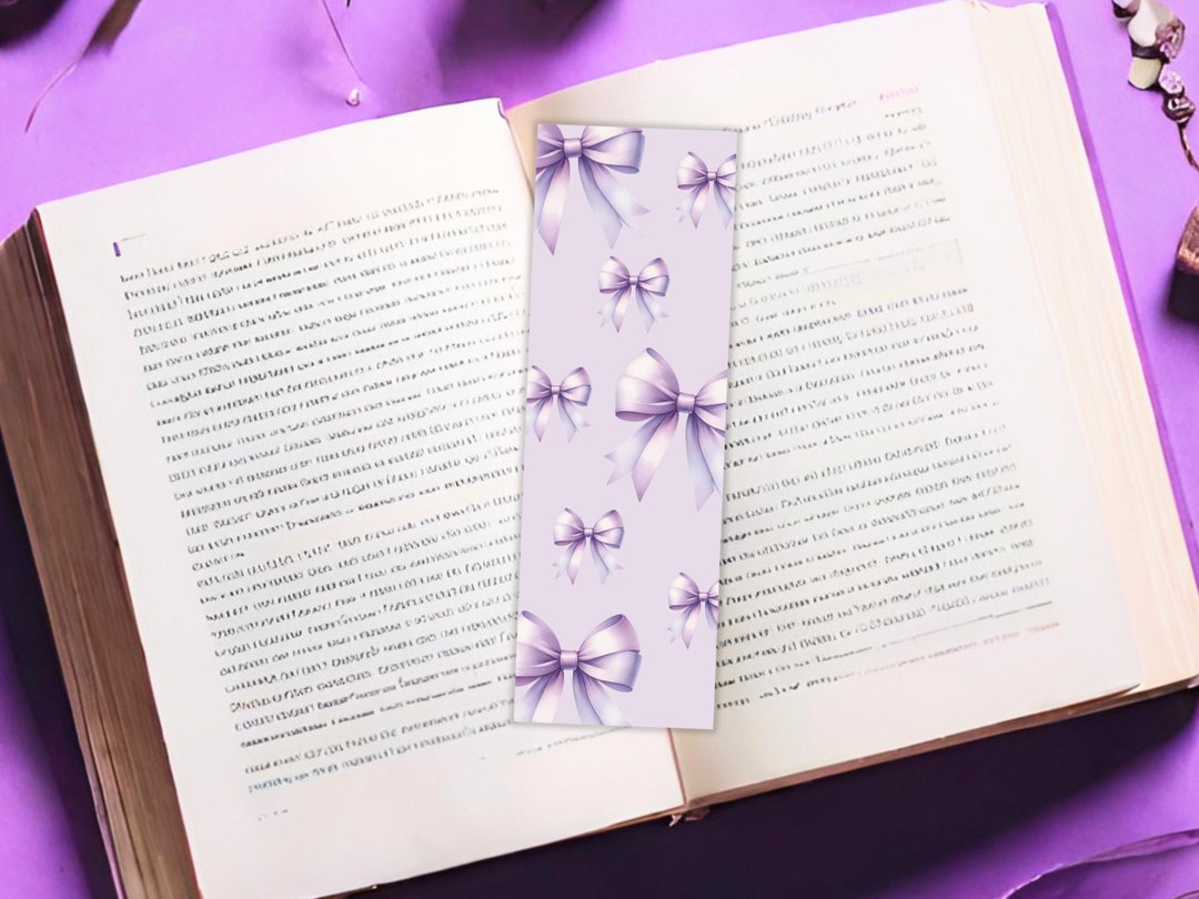 Coquette Purple Bow Laminated Bookmark, Aesthetic Bows Page Saver, Cute ...
