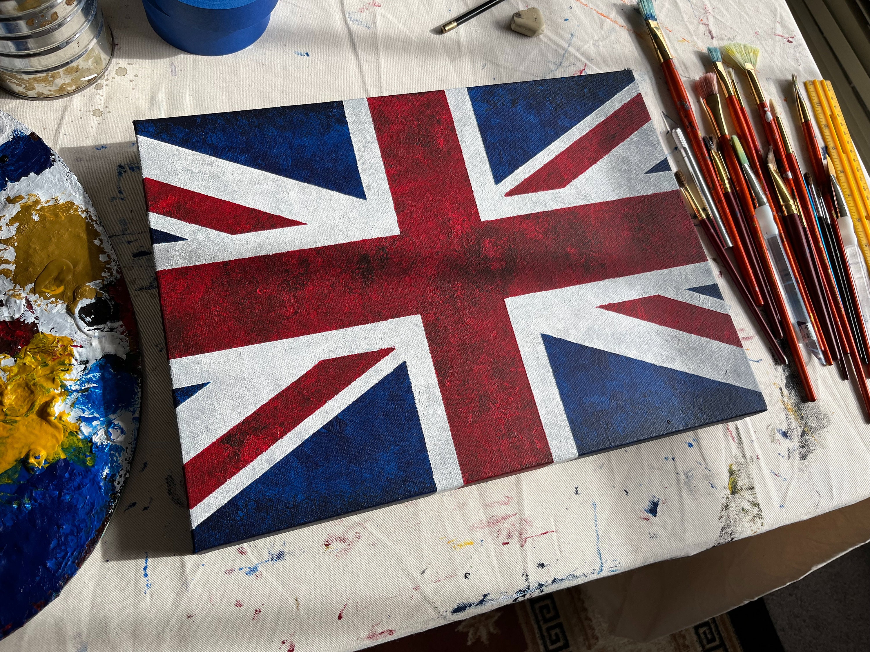 Handmade Union Jack Painting: Rustic British Flag Acrylic Art - Etsy