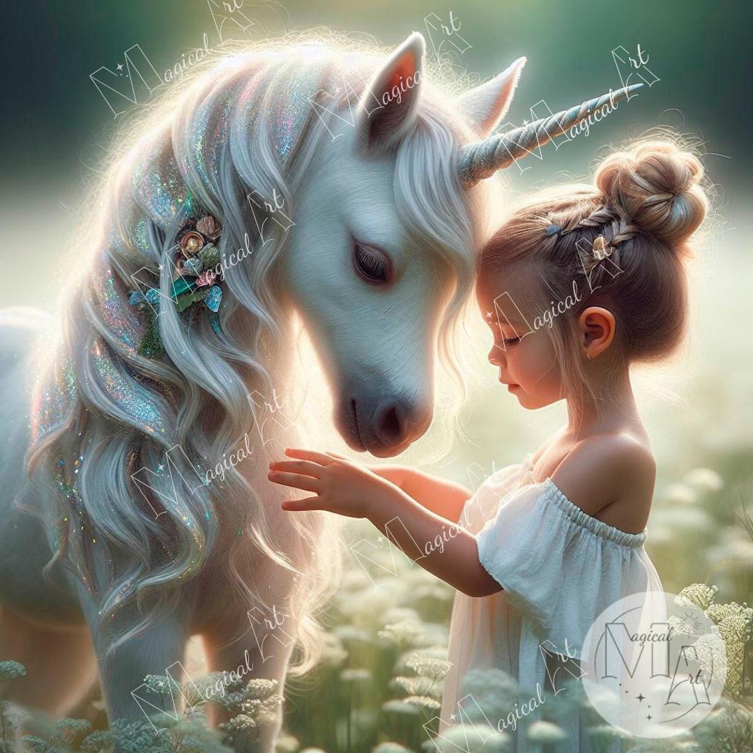 Unicorn Fantasy Print Wall Decoration - Unicorn Digital Fantasy Art ...