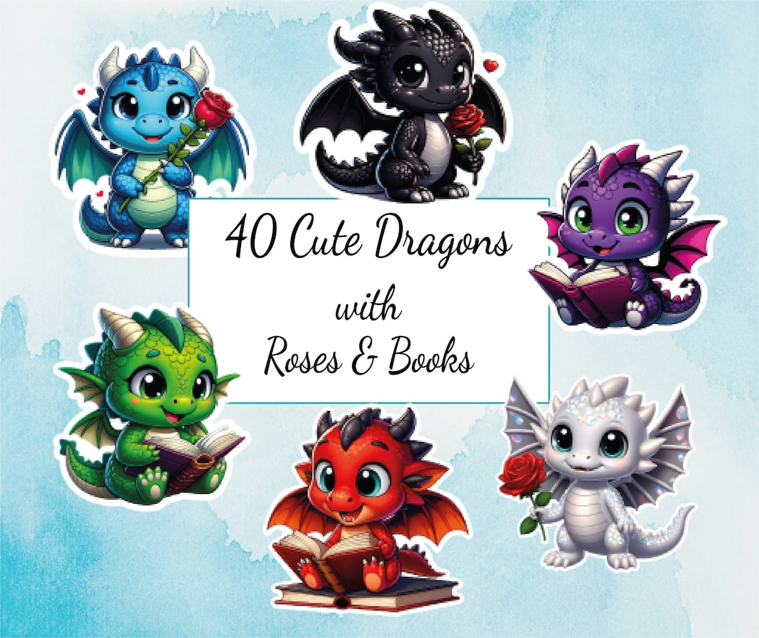 40 Printable Dragon Stickers, Cute Dragon Cliparts, Png Dragons Images ...