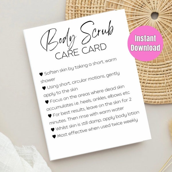 Body Scrub Care Card - Etsy