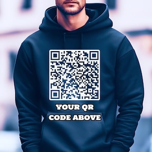 Customizable QR Code Hoodie, Custom QR Graphic Hooded Sweatshirt ...