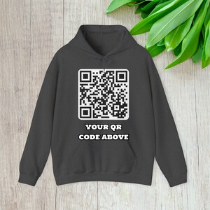 Customizable QR Code Hoodie, Custom QR Graphic Hooded Sweatshirt ...