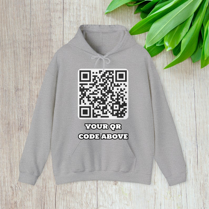 Customizable QR Code Hoodie, Custom QR Graphic Hooded Sweatshirt ...