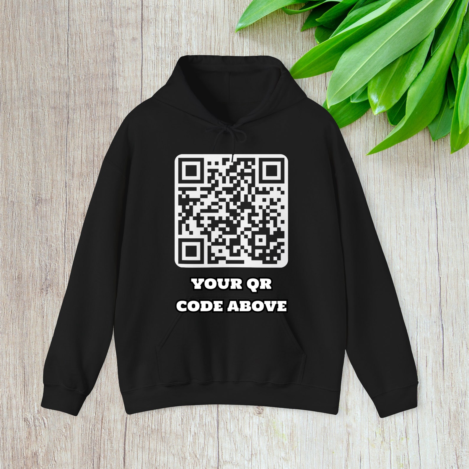 Customizable QR Code Hoodie, Custom QR Graphic Hooded Sweatshirt ...