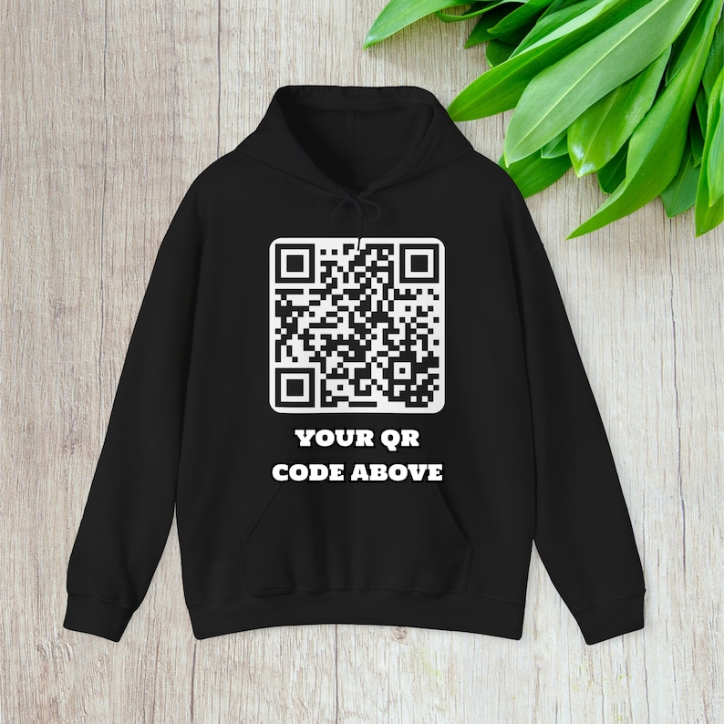Customizable QR Code Hoodie, Custom QR Graphic Hooded Sweatshirt ...