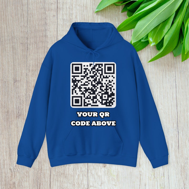 Customizable QR Code Hoodie, Custom QR Graphic Hooded Sweatshirt ...