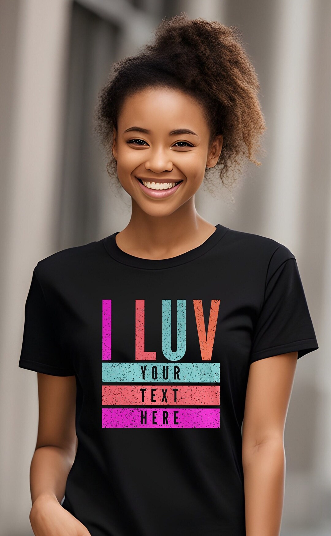 Customizable 'I LUV' Soft Cotton T-shirt: Personalized Text Tee - Etsy
